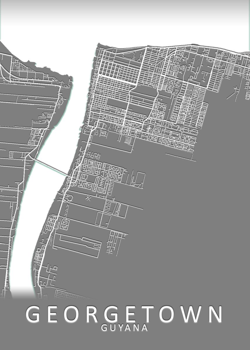 'Georgetown Guyana City Map' Poster, picture, metal print, paint by ...