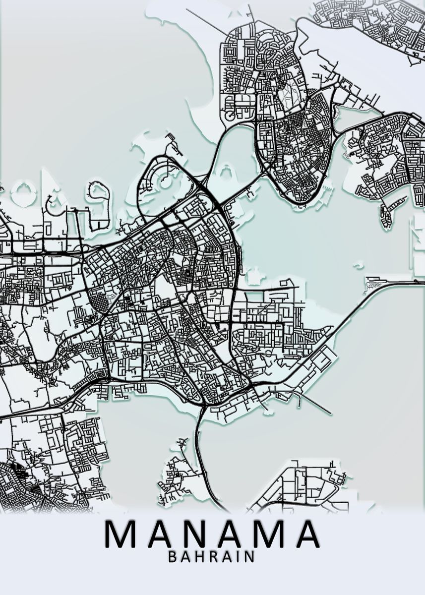 'Manama Bahrain City Map' Poster by City Map Art Prints | Displate