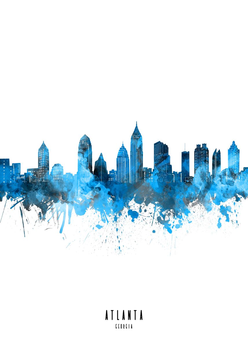 'atlanta watercolor blue' Poster, picture, metal print, paint by Bekim ...