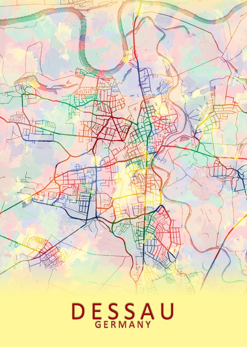 'Dessau Germany City Map' Poster, picture, metal print, paint by City ...