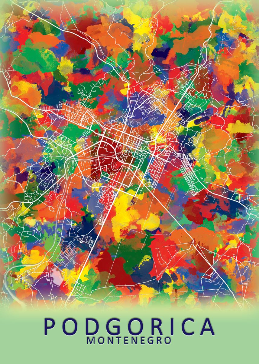 'Podgorica Montenegro Map' Poster by City Map Art Prints | Displate