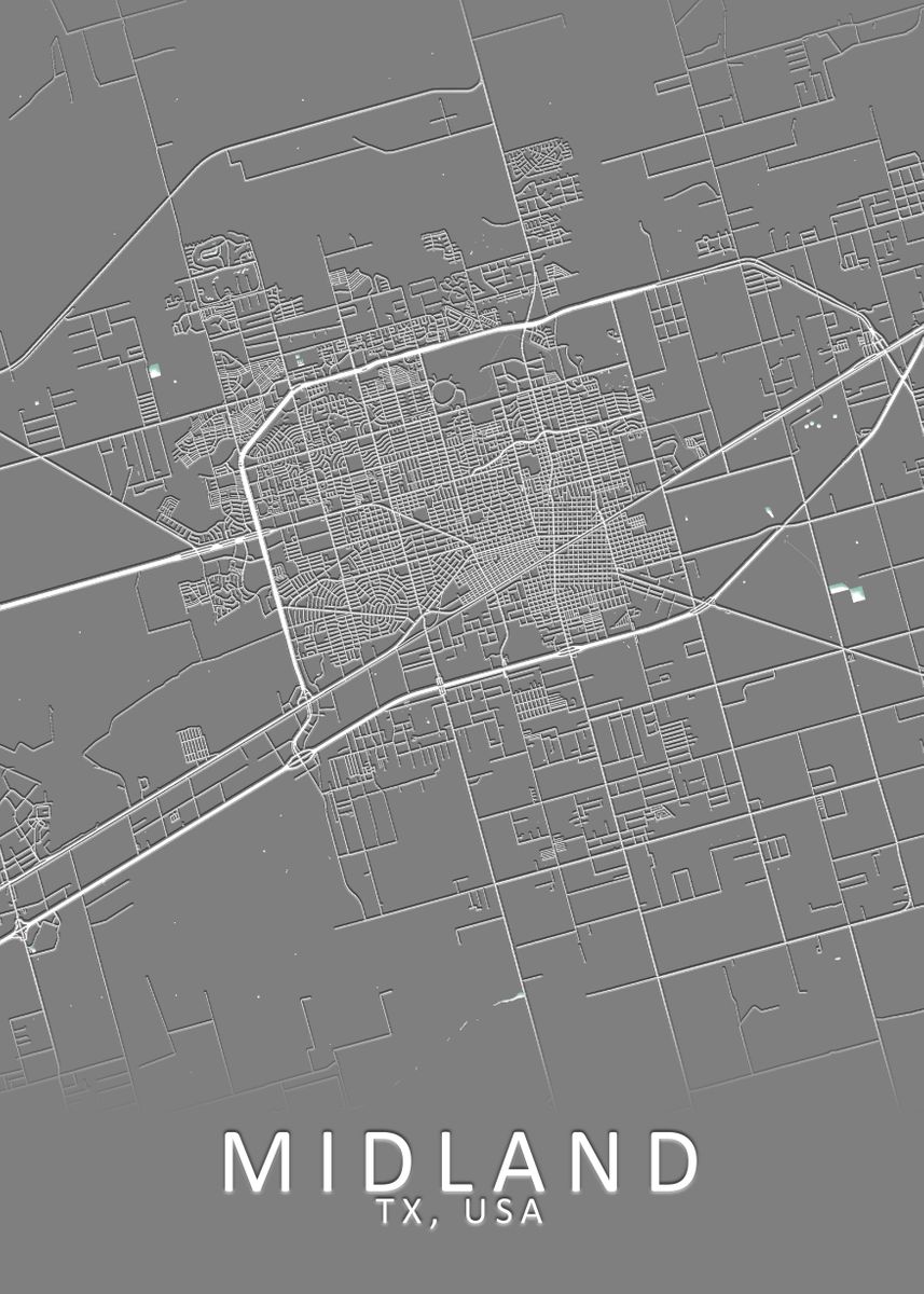 'Midland TX USA City Map' Poster, picture, metal print, paint by City ...