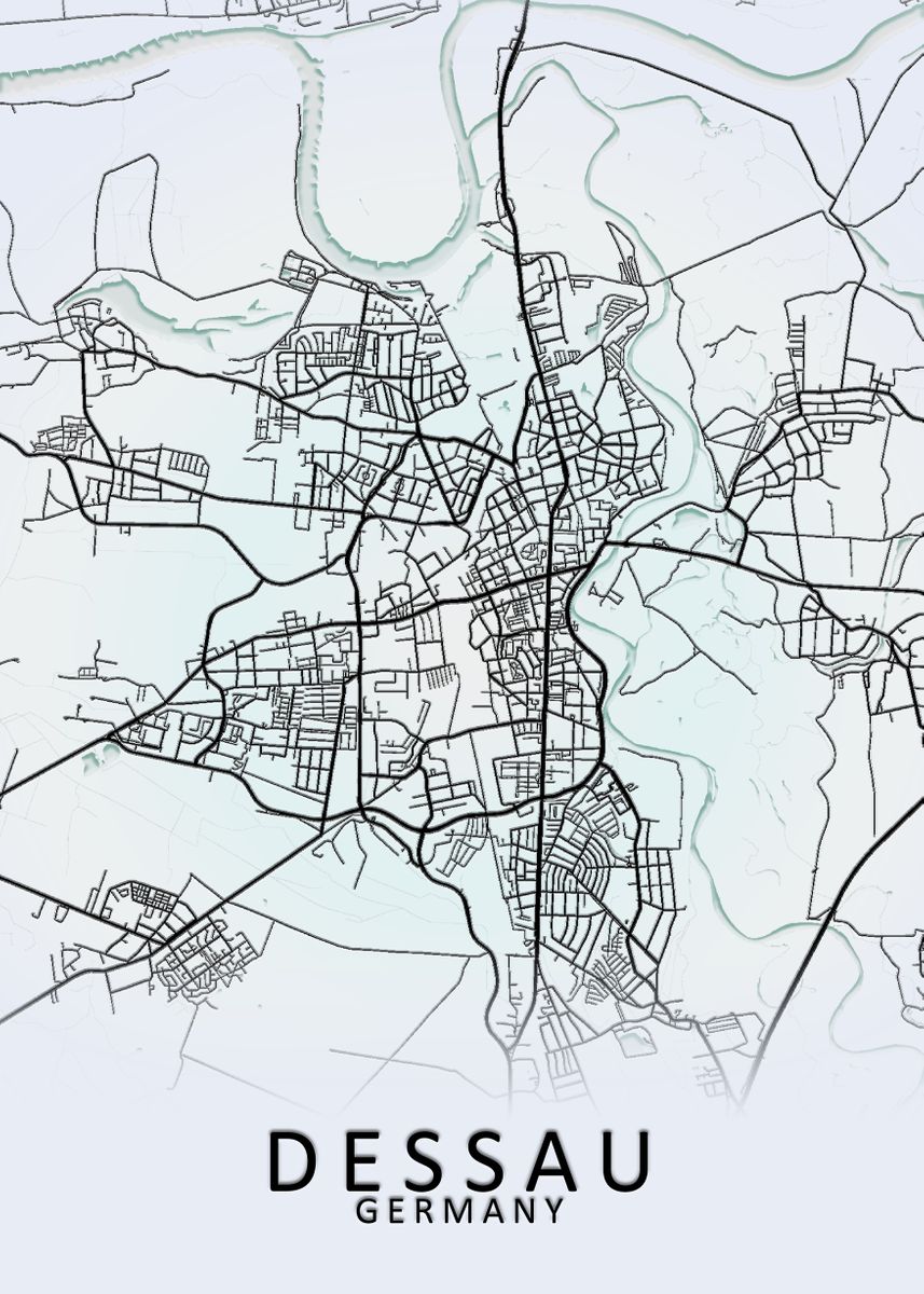 'Dessau Germany City Map' Poster, picture, metal print, paint by City ...
