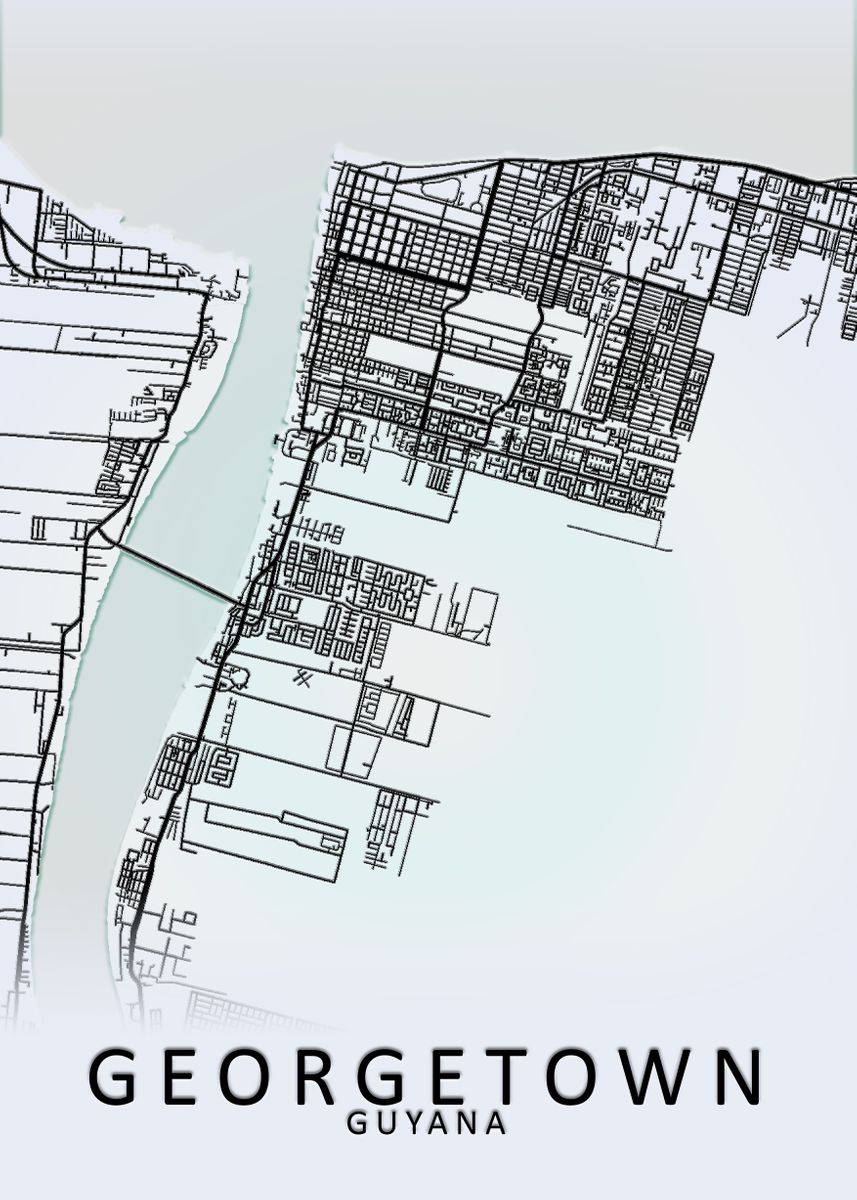 'Georgetown Guyana City Map' Poster, picture, metal print, paint by ...