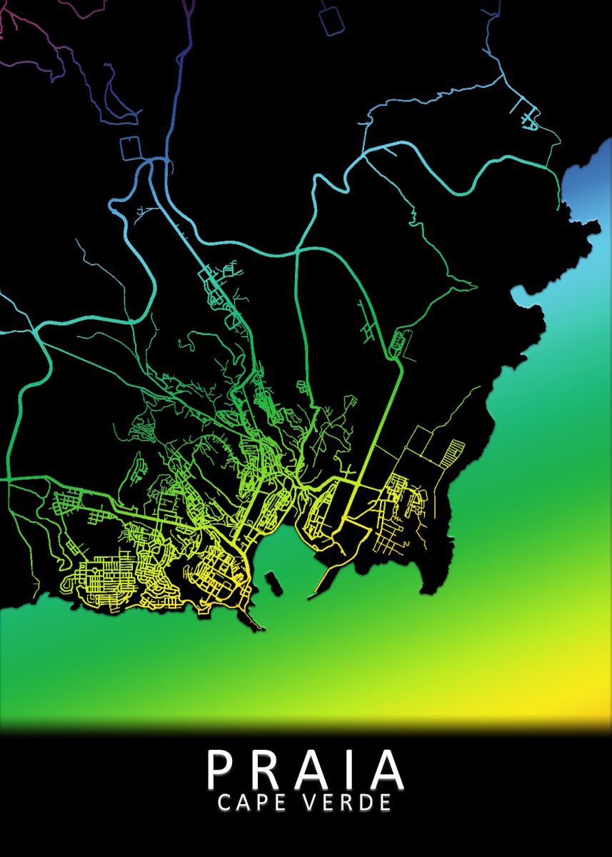 'Praia Cape Verde City Map' Poster by City Map Art Prints | Displate