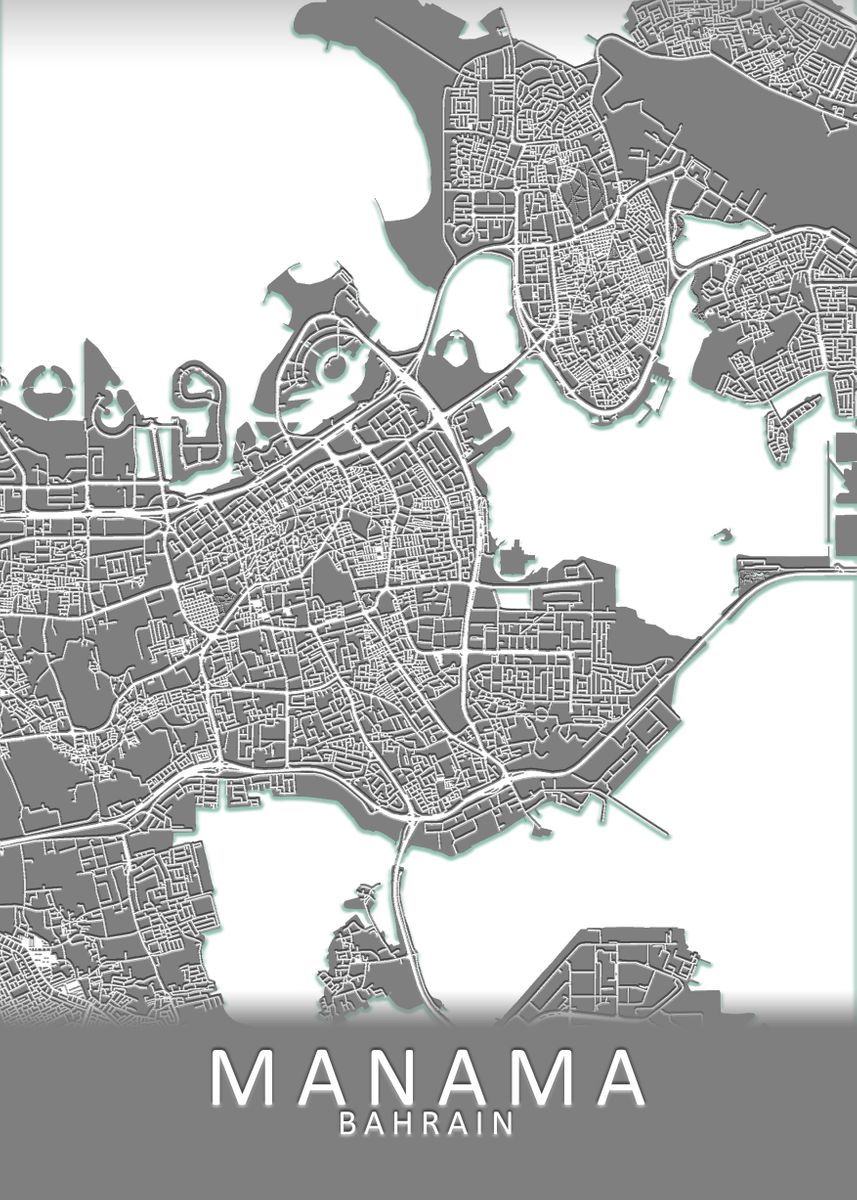'Manama Bahrain City Map' Poster, picture, metal print, paint by City ...