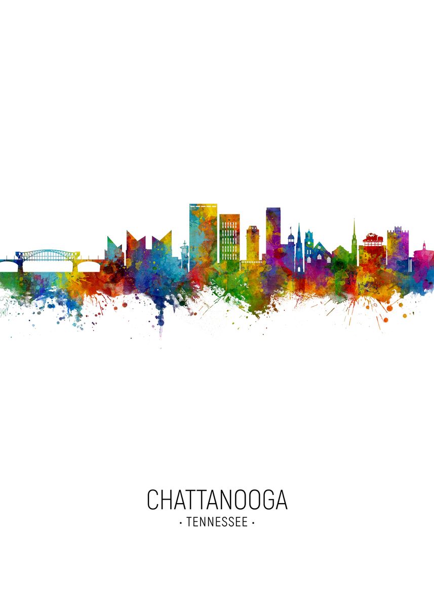 'Chattanooga Skyline' Poster, picture, metal print, paint by Michael ...