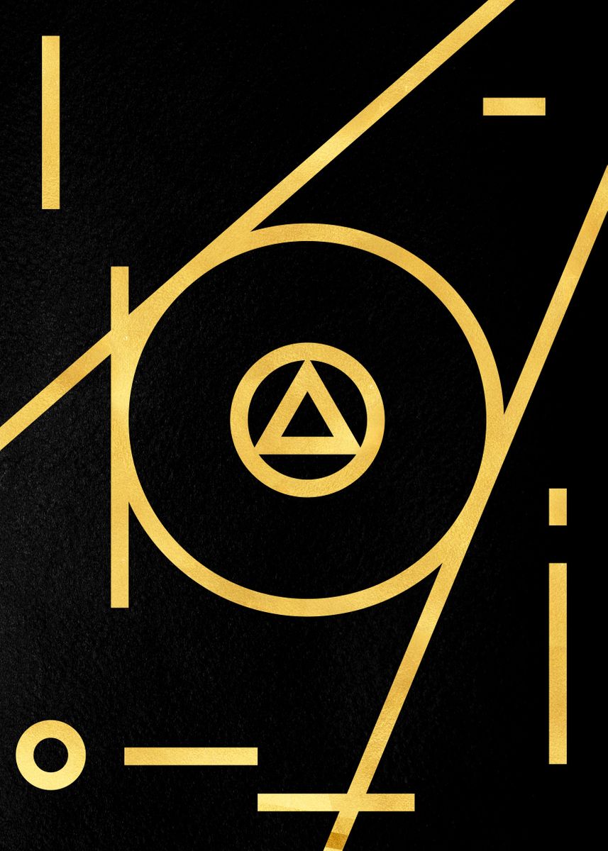 'Golden geometry v2' Poster, picture, metal print, paint by psycho typo ...