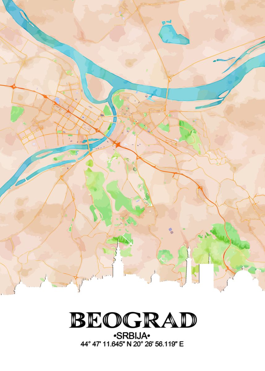 'Belgrade ' Poster, picture, metal print, paint by Printed Artings ...