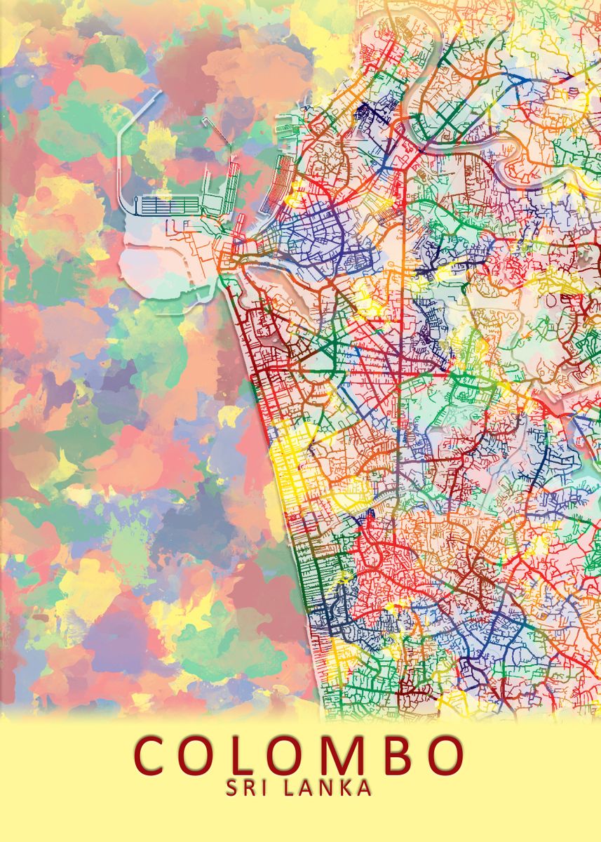 'Colombo Sri Lanka City Map' Poster by City Map Art Prints | Displate