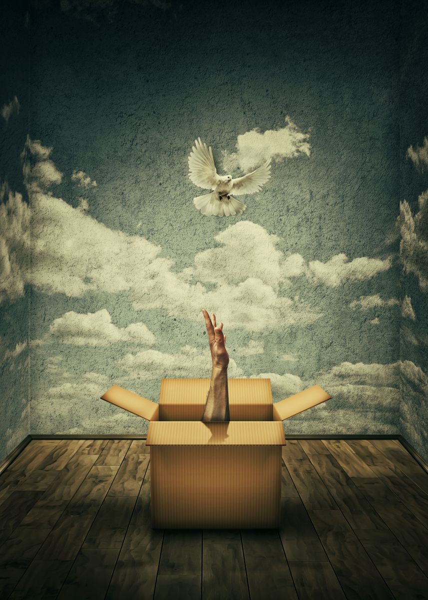 'get out of the box' Poster, picture, metal print, paint by ...