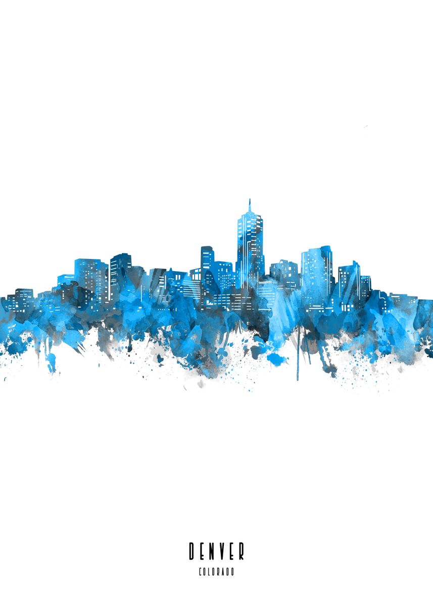 'denver watercolor blue' Poster by Bekim Art | Displate