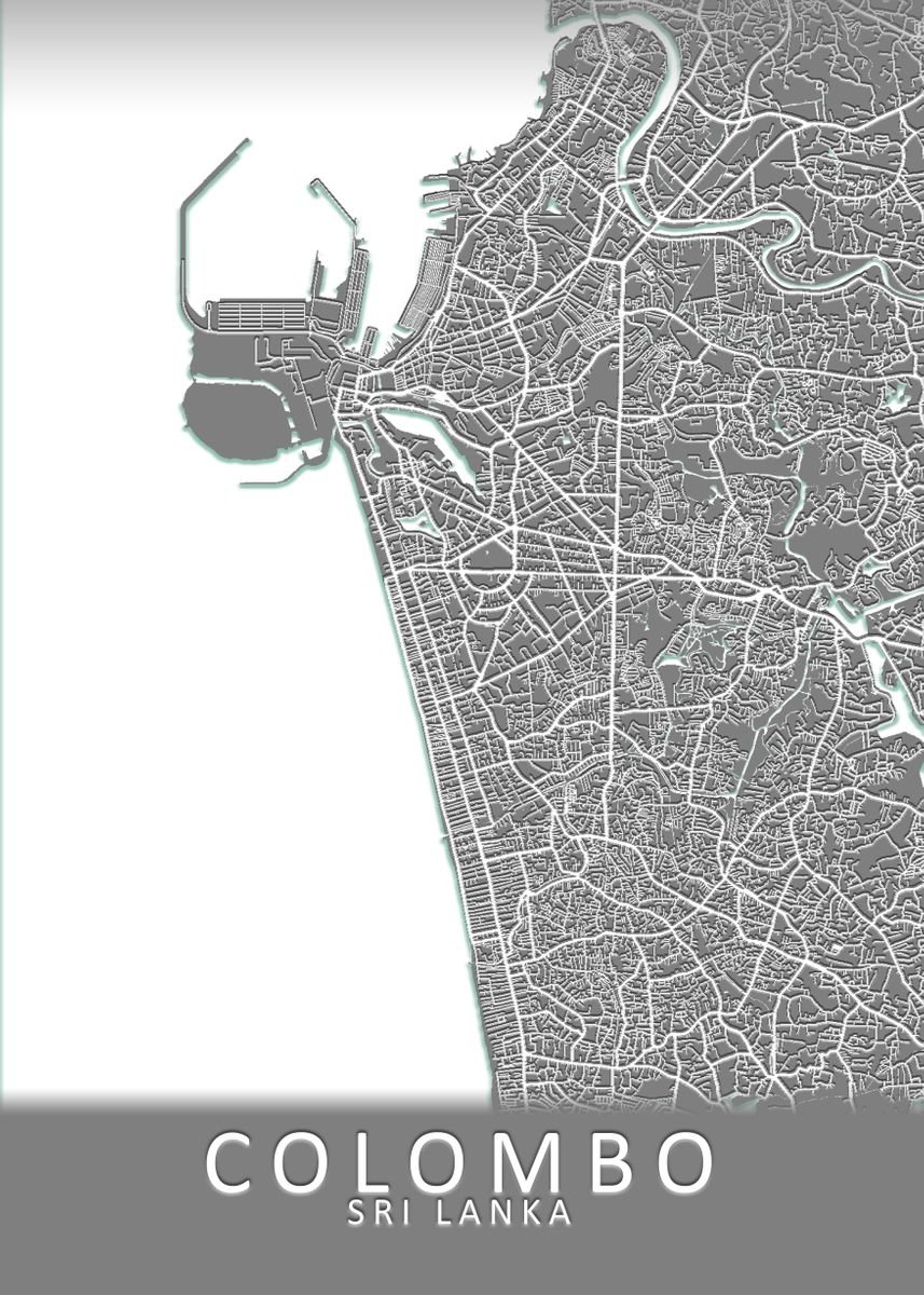'Colombo Sri Lanka City Map' Poster, picture, metal print, paint by ...