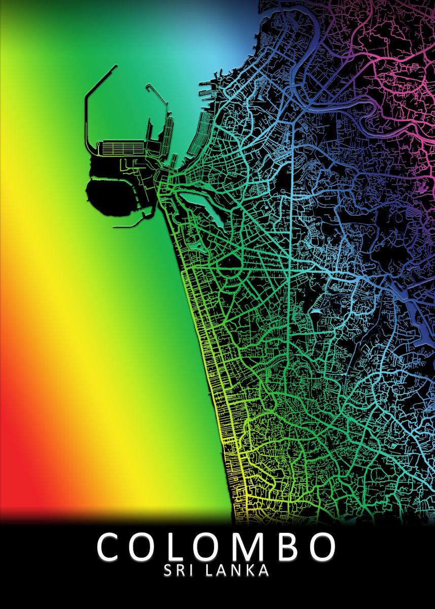 'Colombo Sri Lanka City Map' Poster by City Map Art Prints | Displate