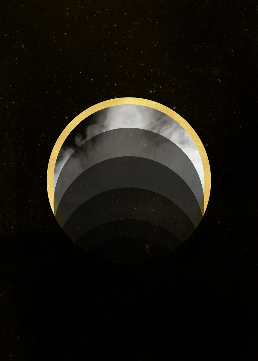 'Golden moon' Poster, picture, metal print, paint by psycho typo | Displate