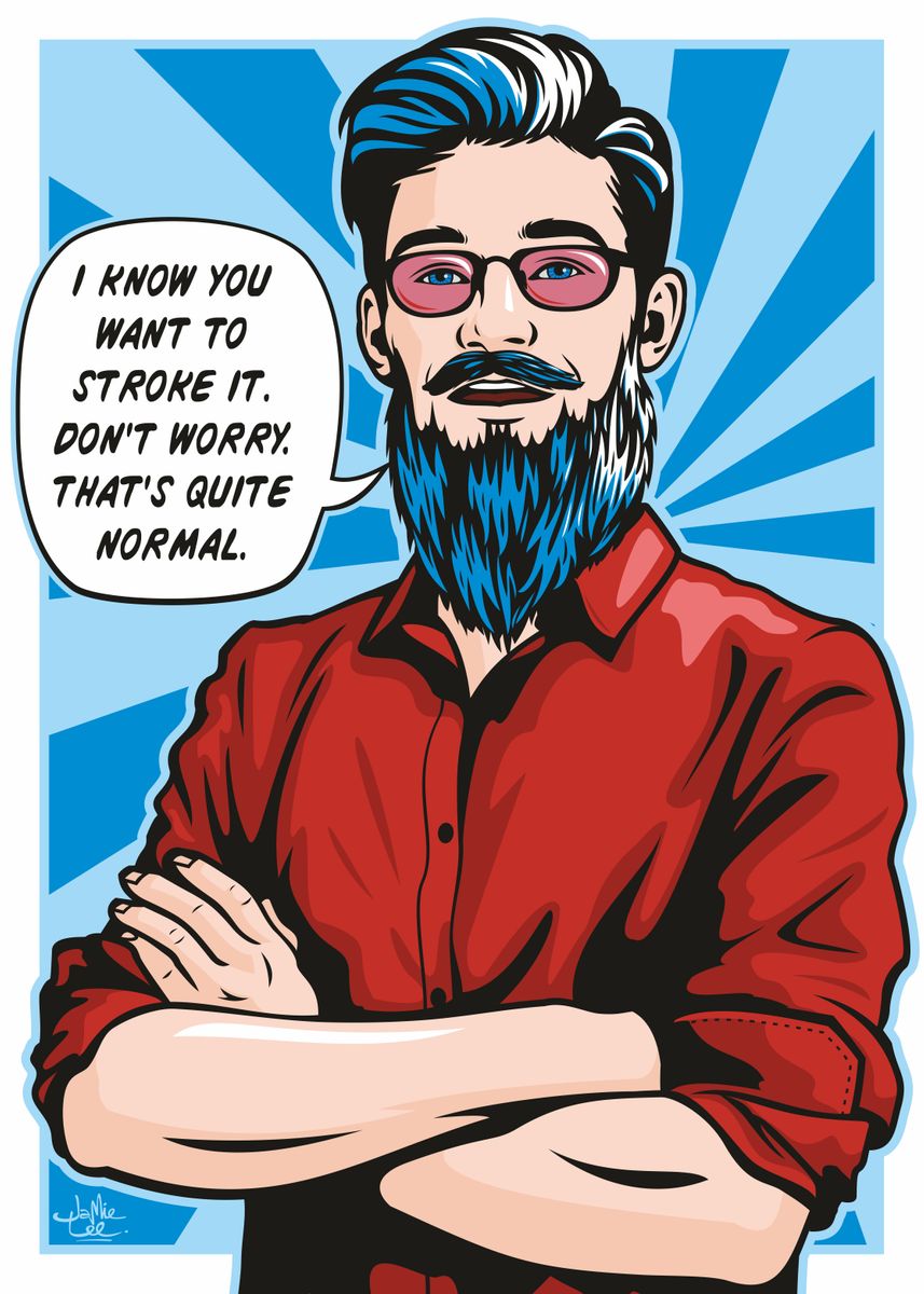 'Beard Love' Poster, picture, metal print, paint by Jamie Lee | Displate