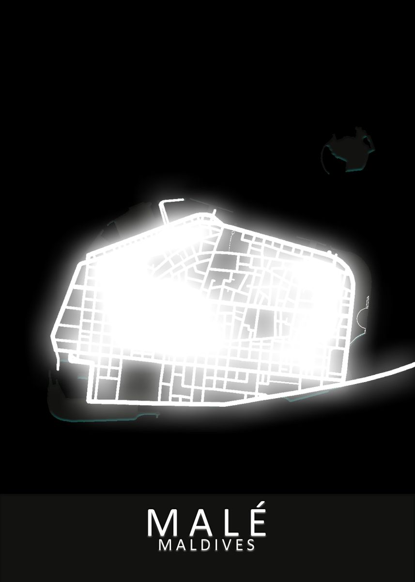 'Male Maldives City Map' Poster, picture, metal print, paint by City ...