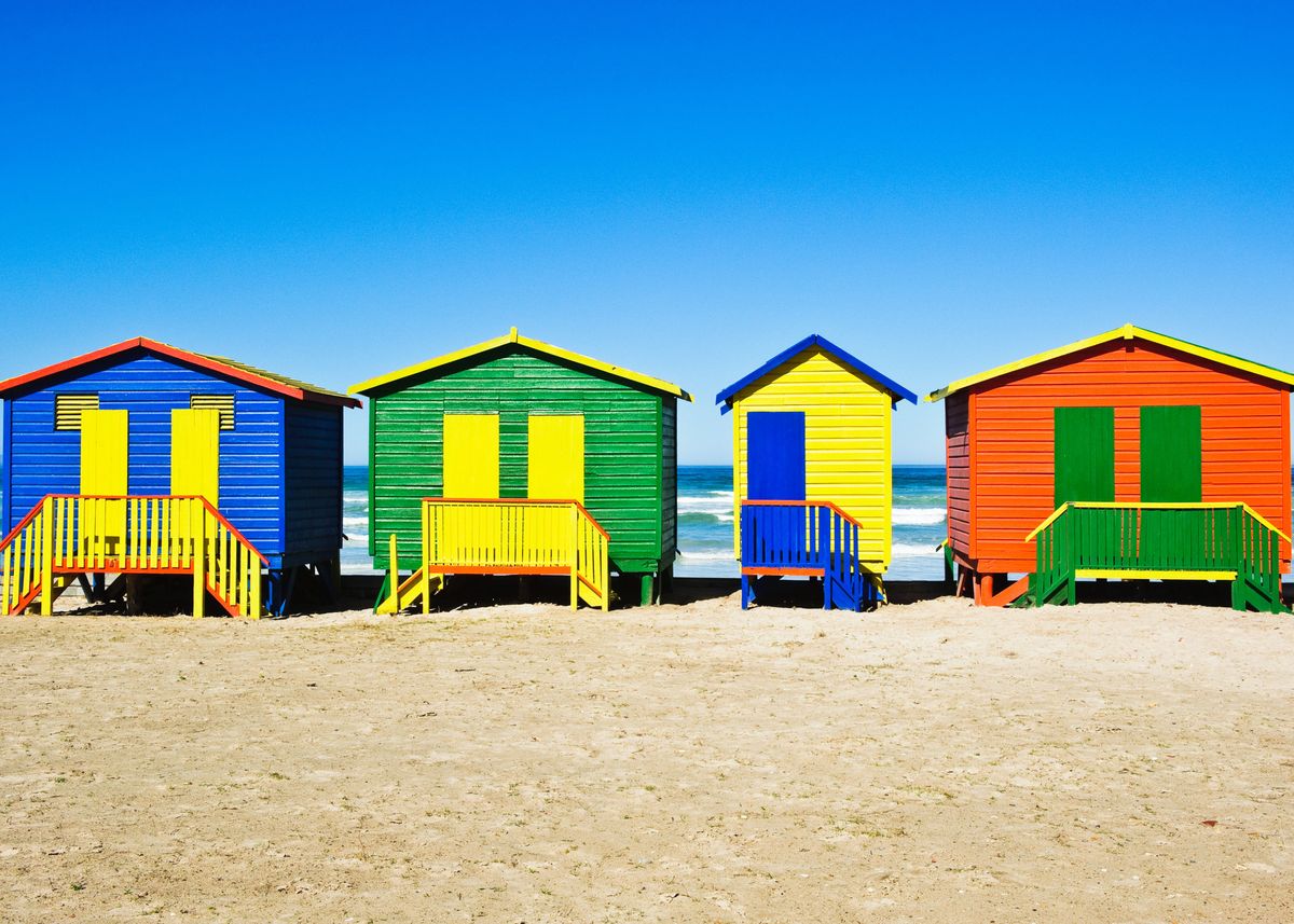 'Colourful Beach Cubicles' Poster by Charel Schreuder | Displate
