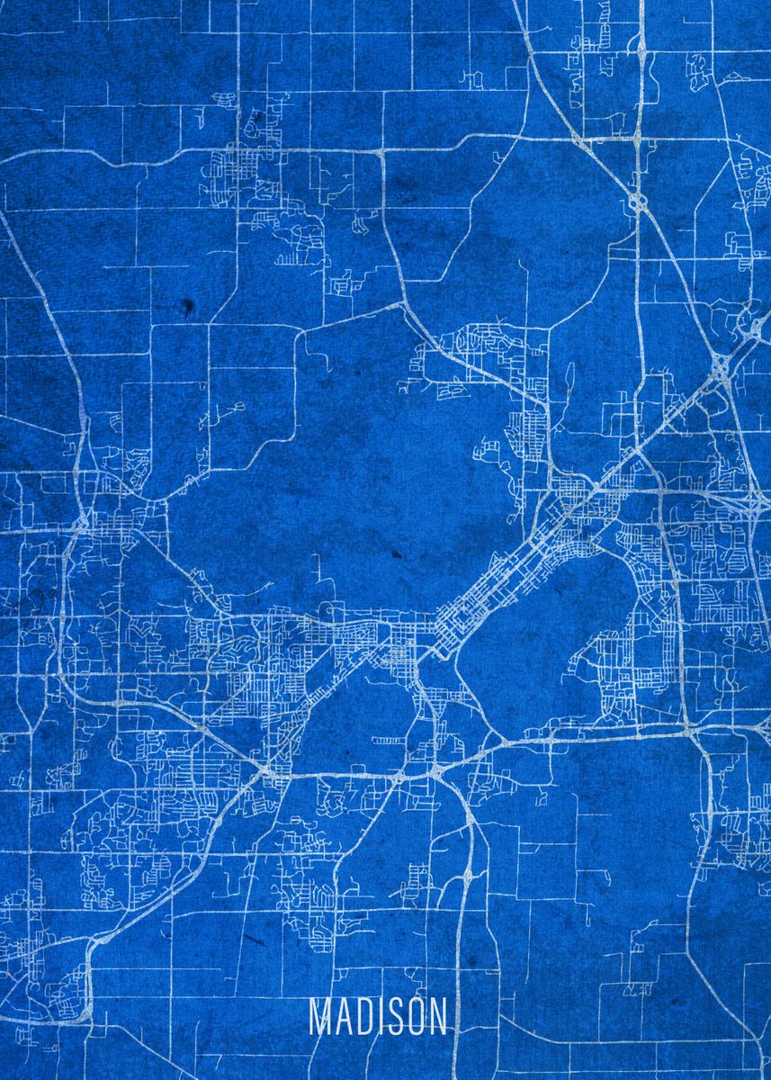 'Madison City Street Map ' Poster, picture, metal print, paint by ...