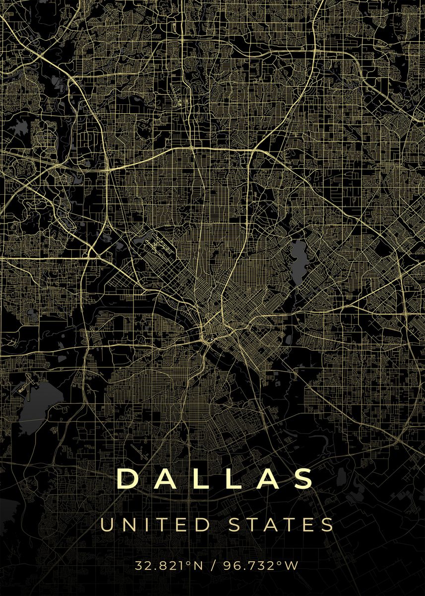 'Dallas City Map' Poster, picture, metal print, paint by Conceptual ...