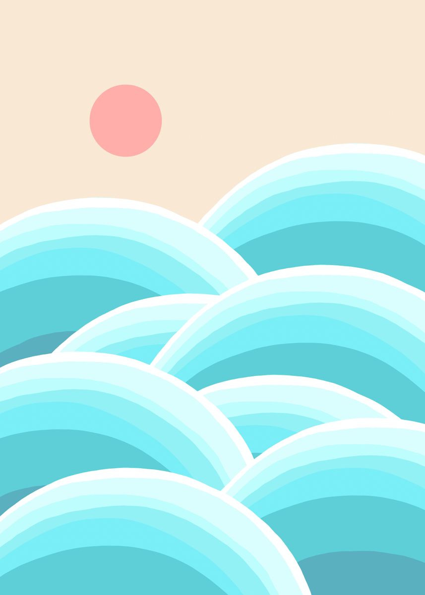 'The round sea waves' Poster, picture, metal print, paint by Steve Wade ...