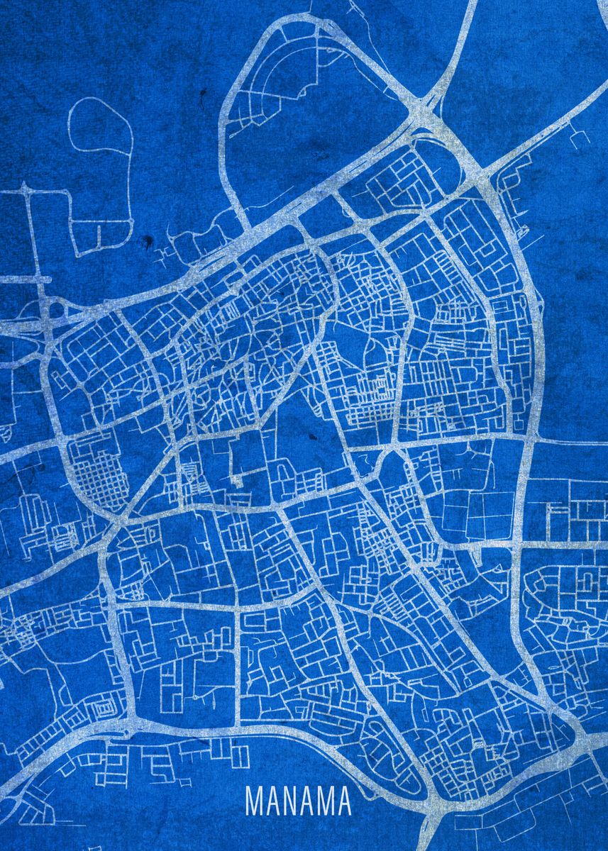 'Manama City Street Map ' Poster, picture, metal print, paint by Design ...