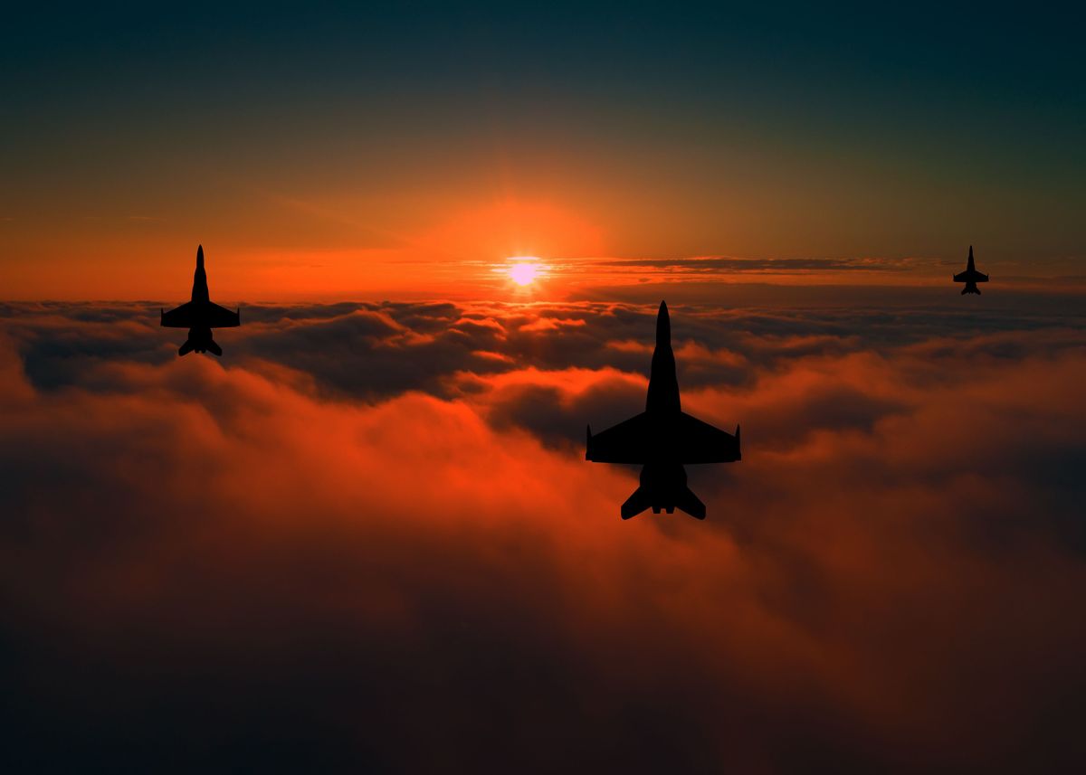 'F18 Hornet Silhouette' Poster by Afterburner Club | Displate