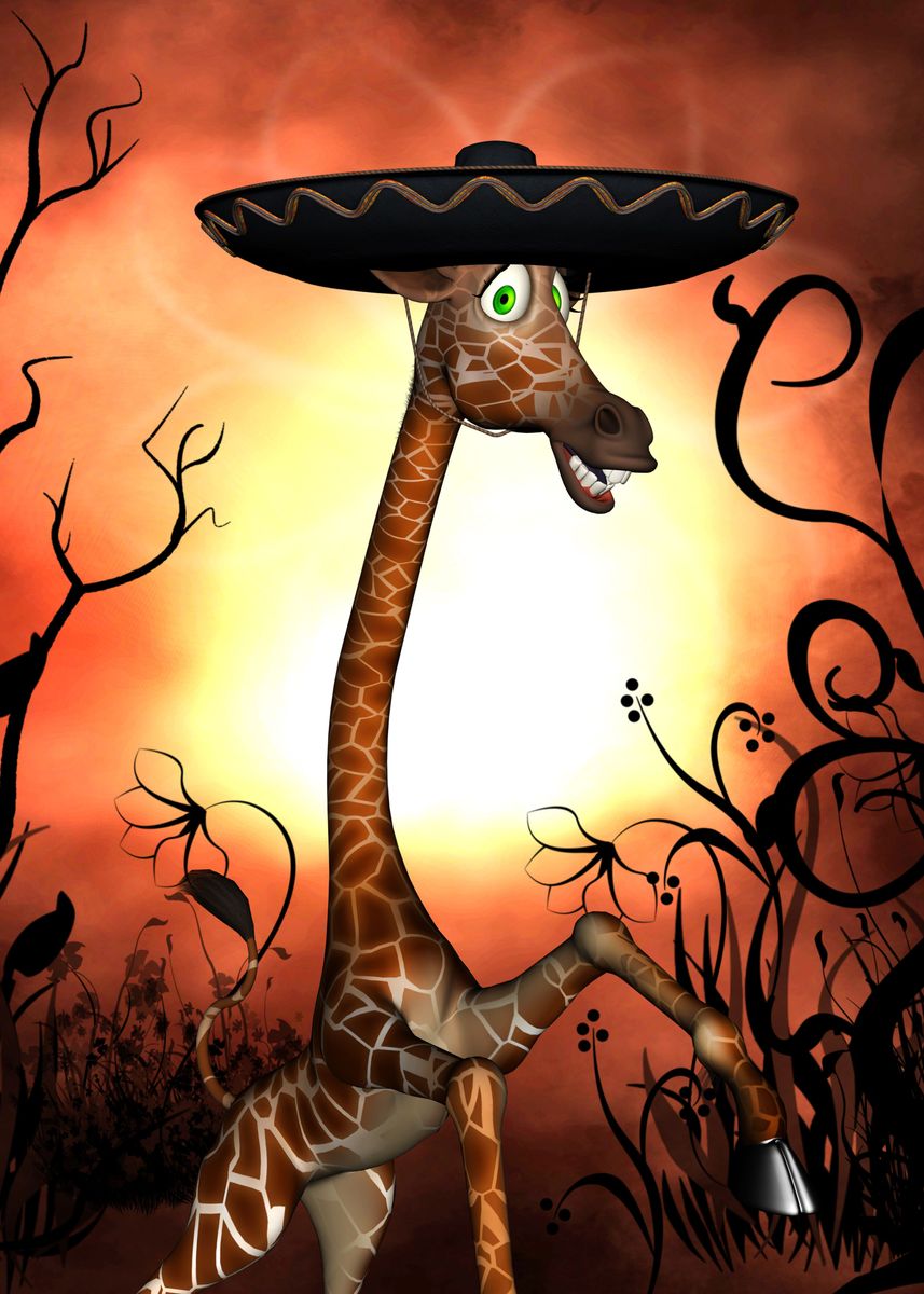 'Funny giraffe' Poster, picture, metal print, paint by Heike Köhnen ...