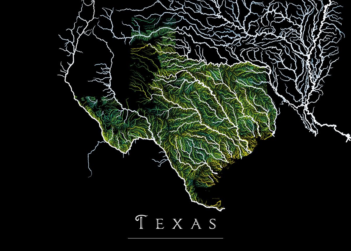 'Texas Rivers' Poster by Soula Studios | Displate