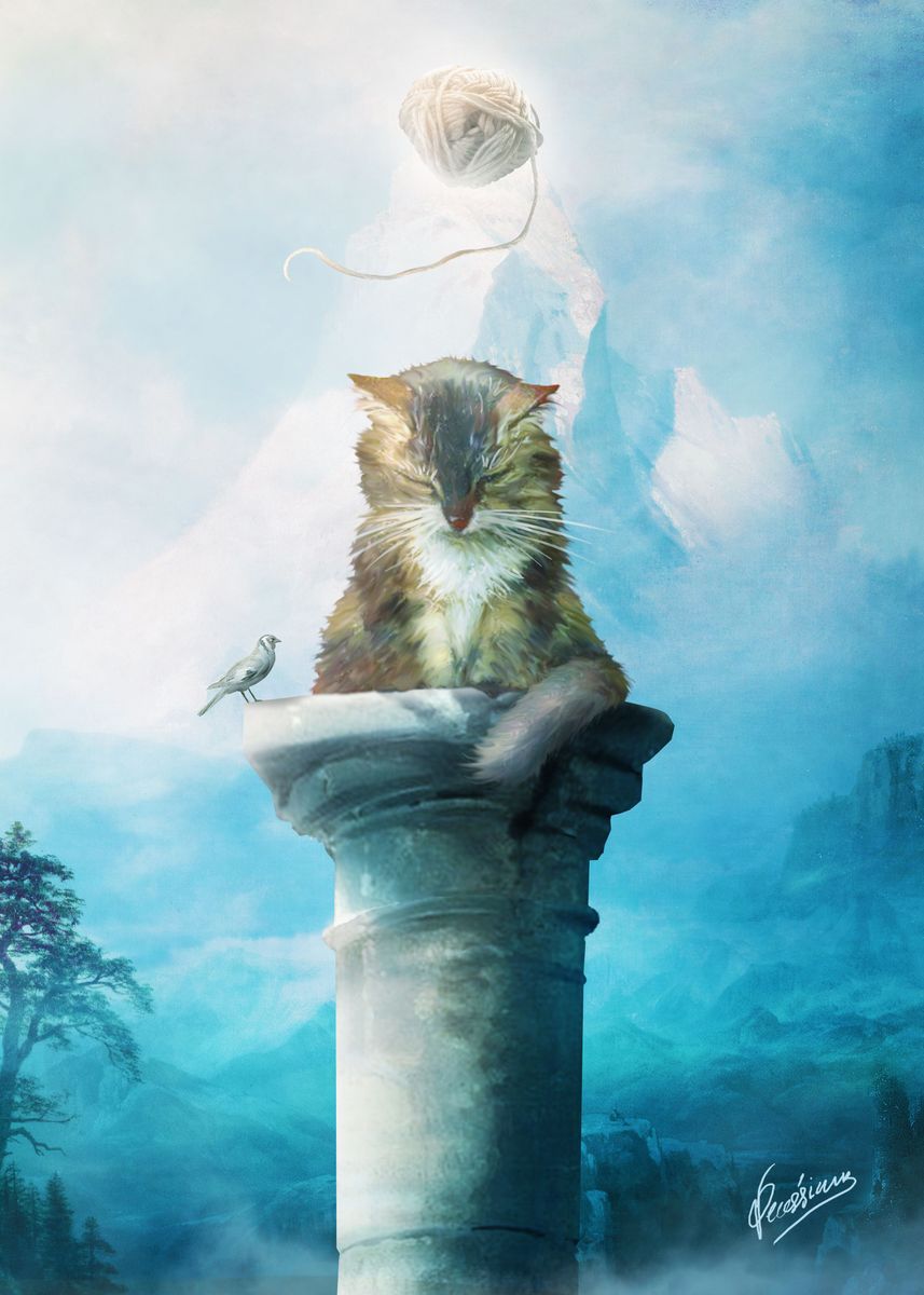 'Nirvana Cat' Poster, picture, metal print, paint by Diogo Verissimo ...