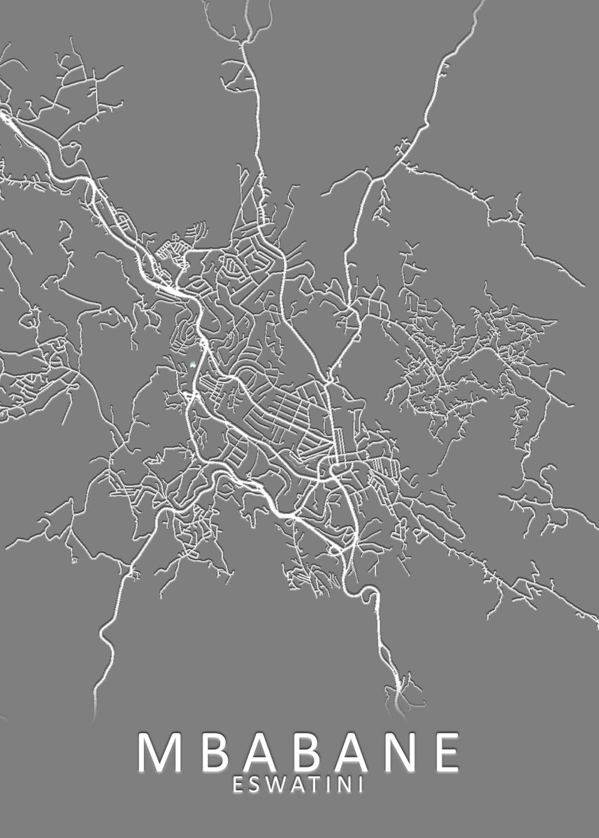 'Mbabane Eswatini City Map' Poster, picture, metal print, paint by City ...