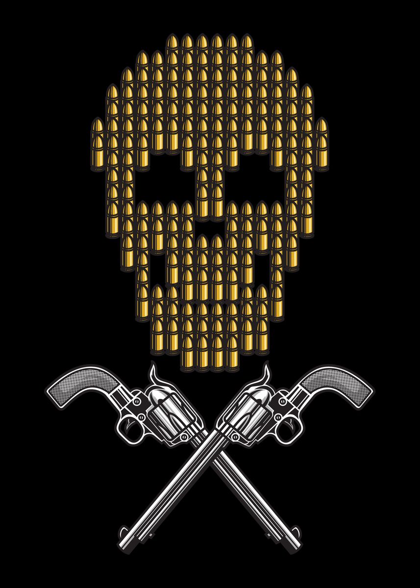 'Skull Bullets' Poster, picture, metal print, paint by Quilimo Studio ...
