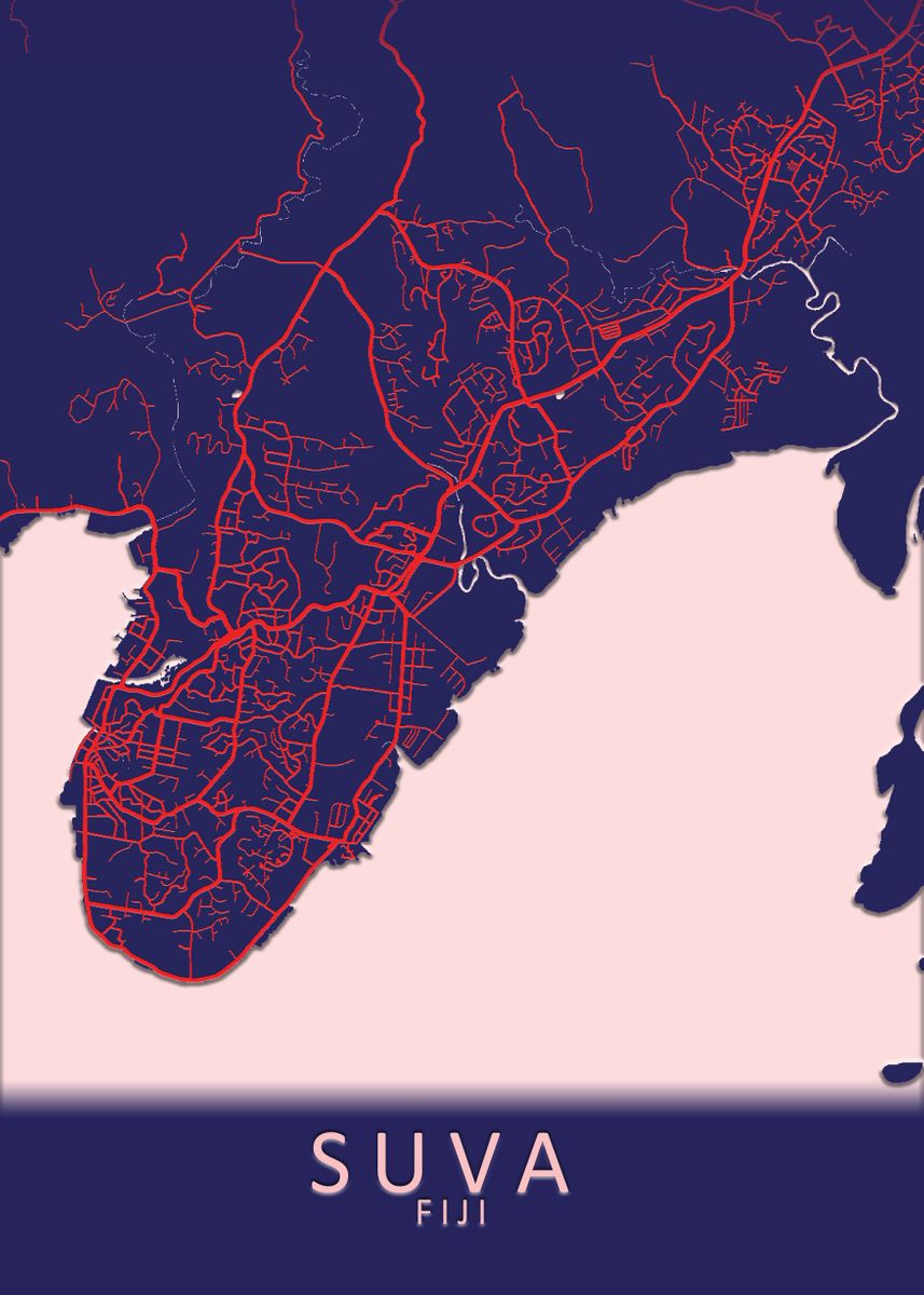 'Suva Fiji City Map' Poster by City Map Art Prints | Displate