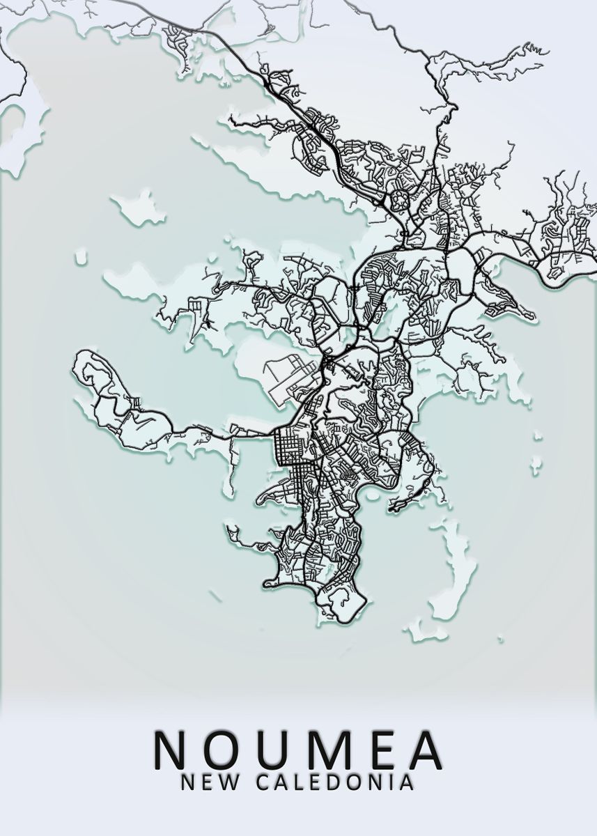 'Noumea New Caledonia Map' Poster, picture, metal print, paint by City ...