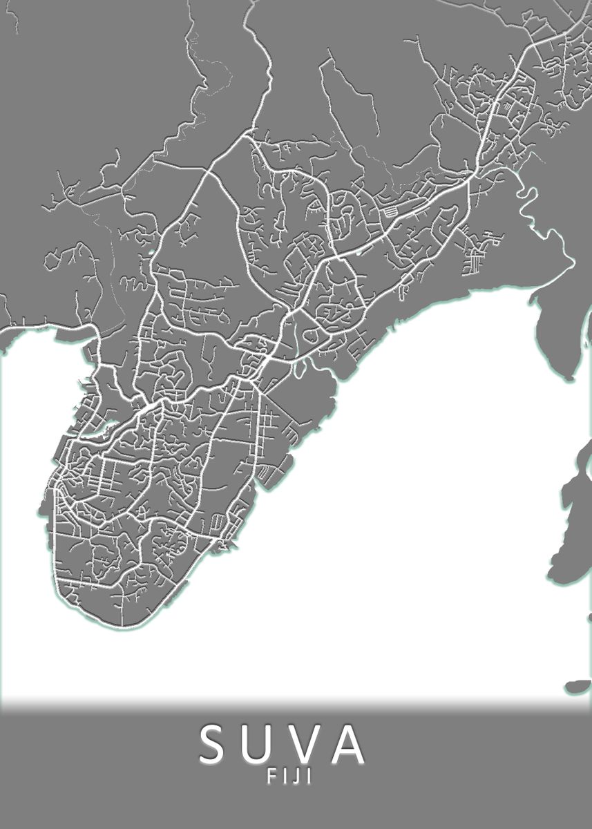 'Suva Fiji City Map' Poster, picture, metal print, paint by City Map ...