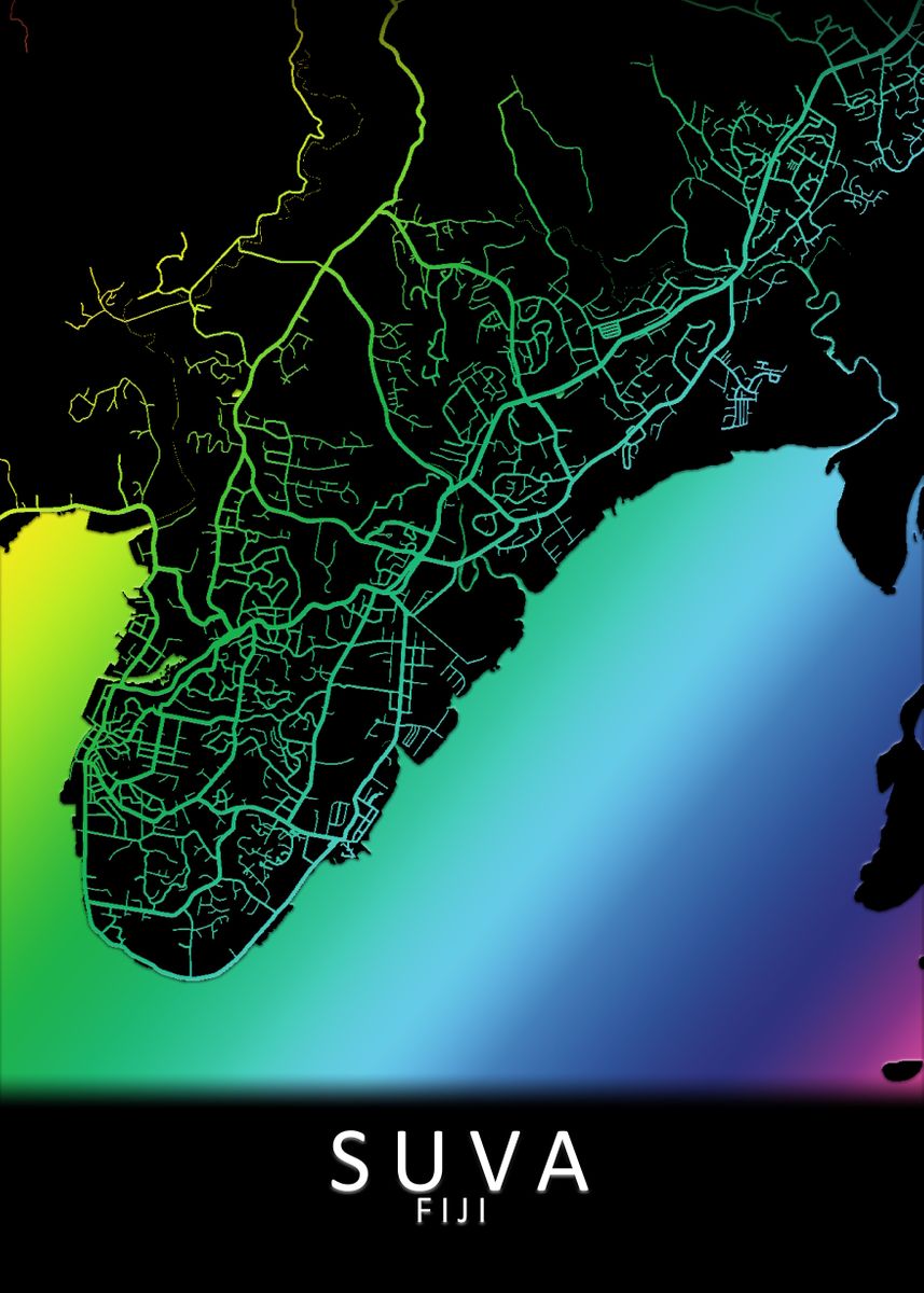 'Suva Fiji City Map' Poster, picture, metal print, paint by City Map ...