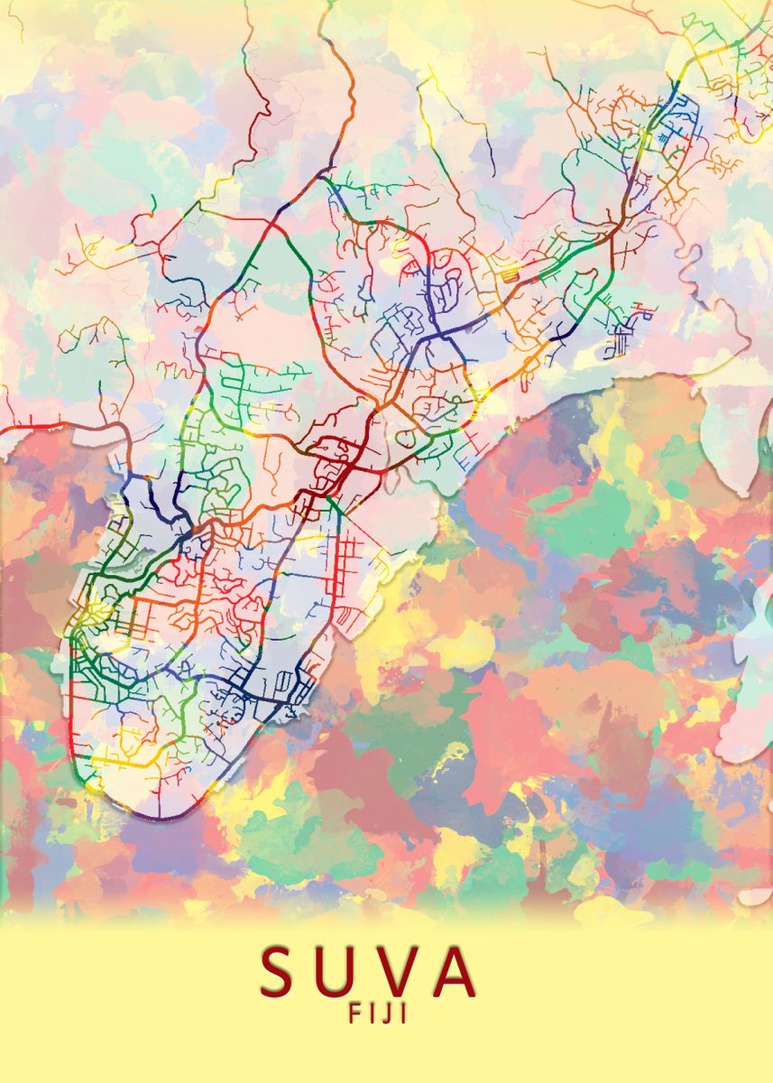 'Suva Fiji City Map' Poster, picture, metal print, paint by City Map ...