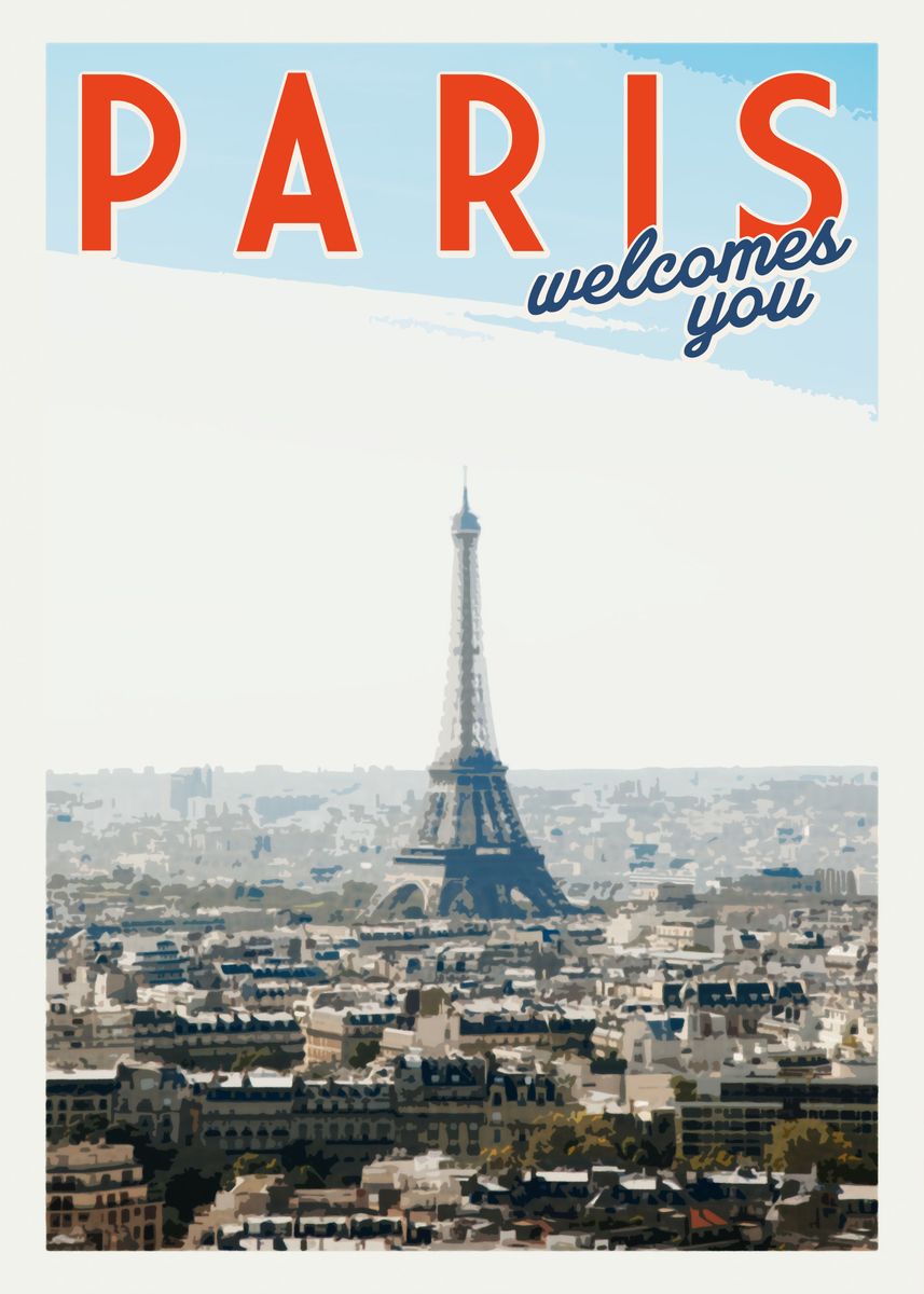 'Paris Vintage Poster' Poster, picture, metal print, paint by ...