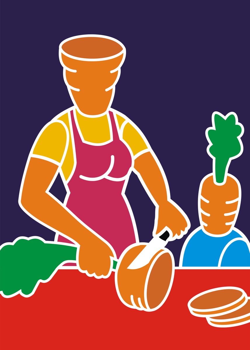 'Carrot Head' Poster, picture, metal print, paint by Niño Jesús | Displate