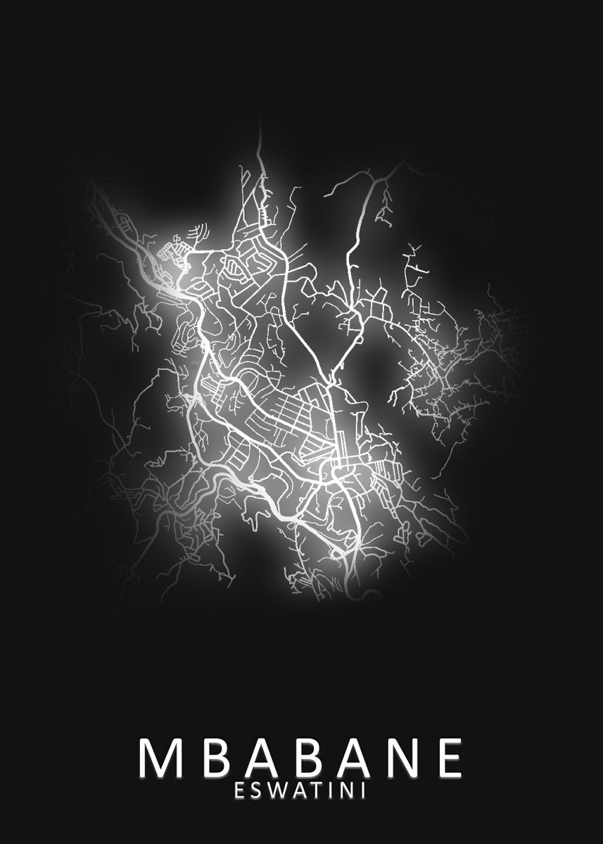 'Mbabane Eswatini City Map' Poster by City Map Art Prints | Displate