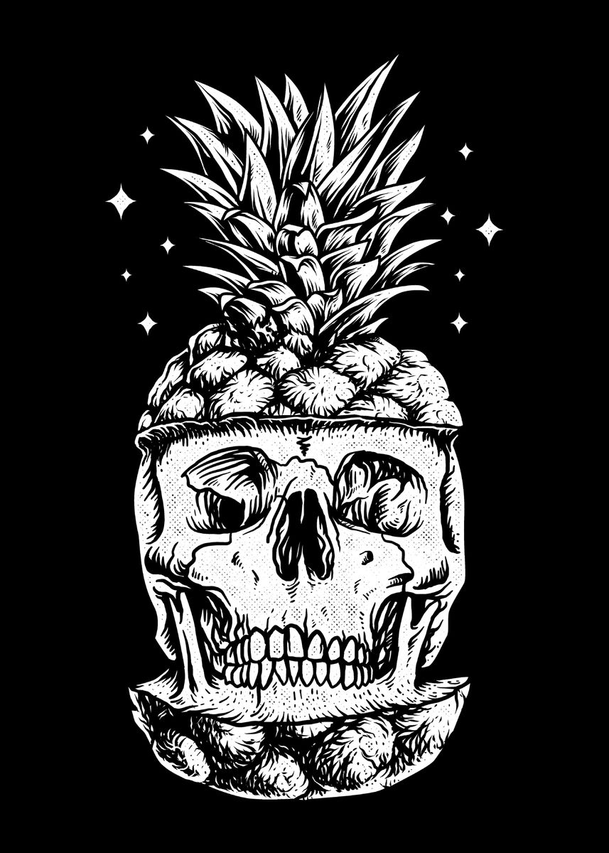'Skull Pineapple' Poster, picture, metal print, paint by Quilimo Studio ...