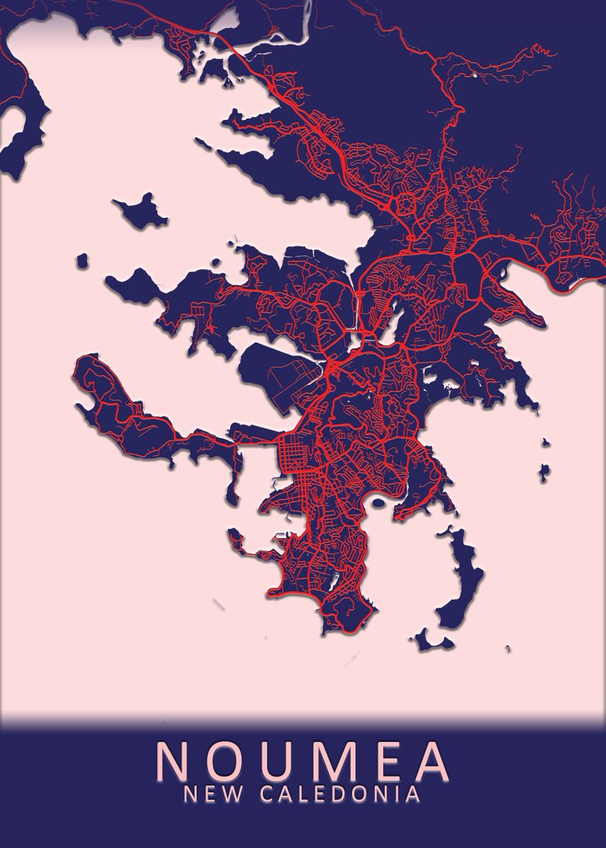 'Noumea New Caledonia Map' Poster by City Map Art Prints | Displate