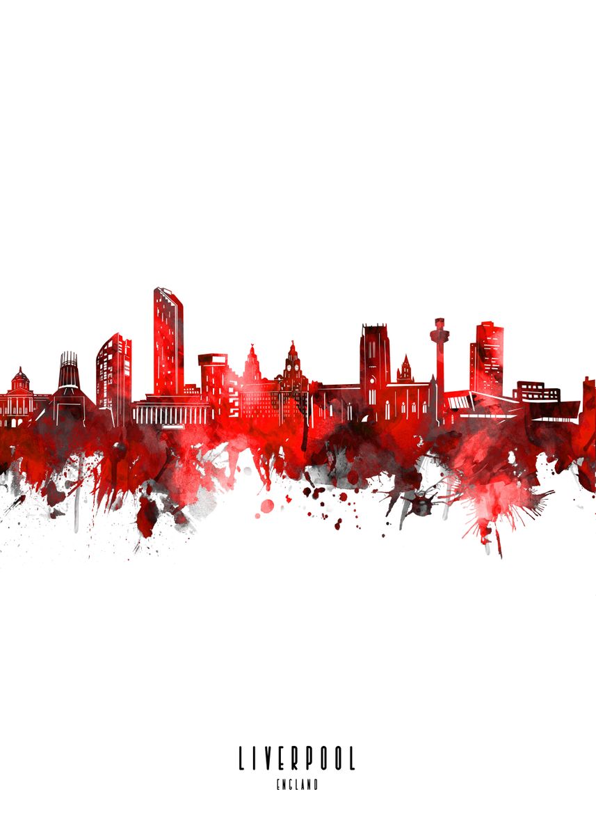 'liverpool watercolor red' Poster, picture, metal print, paint by Bekim ...