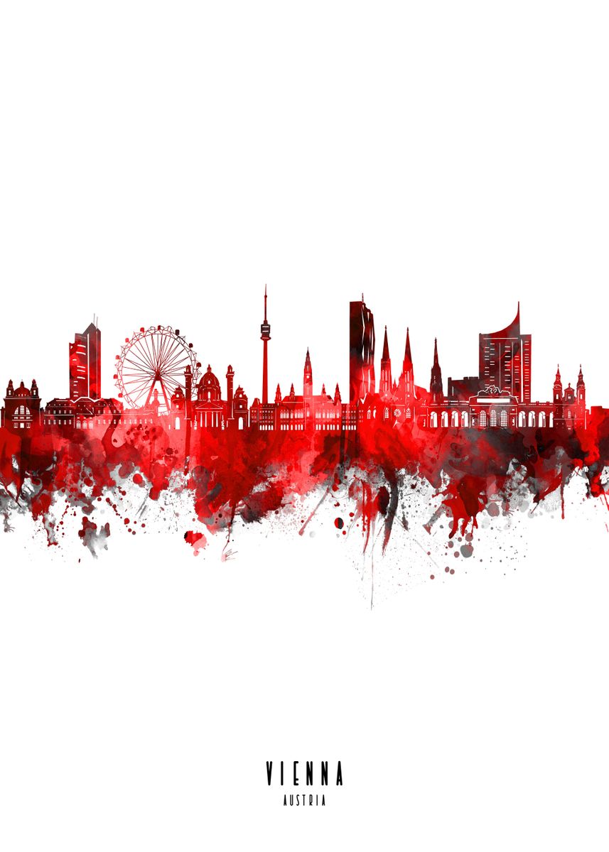 'vienna watercolor red' Poster, picture, metal print, paint by Bekim ...