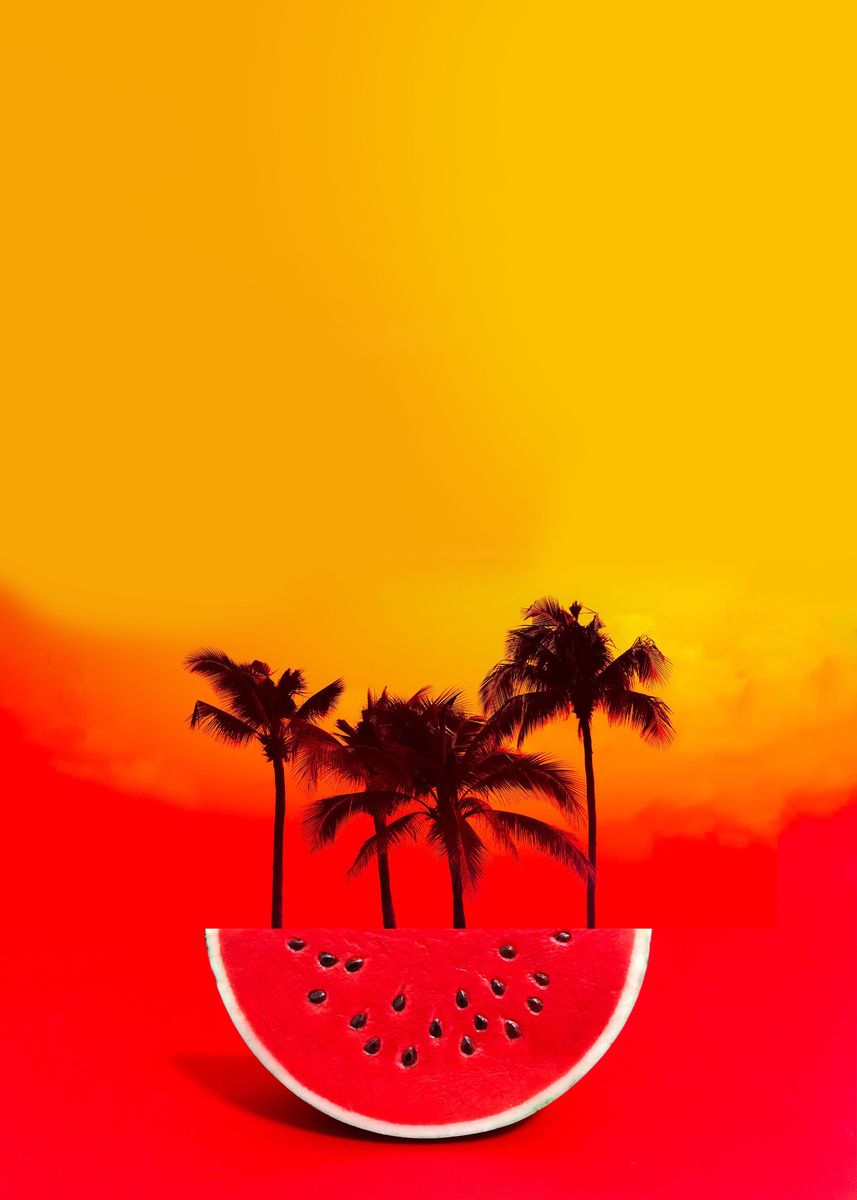 'Watermelon palm tree' Poster, picture, metal print, paint by Chantipa ...