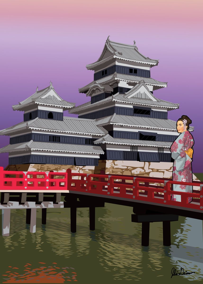 'Japanese castle' Poster, picture, metal print, paint by Julie Grissom ...