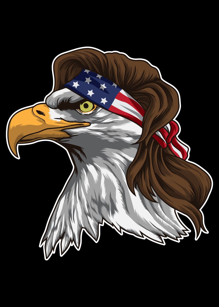 'Patriotic Mullet Eagle' Poster, picture, metal print, paint by ...