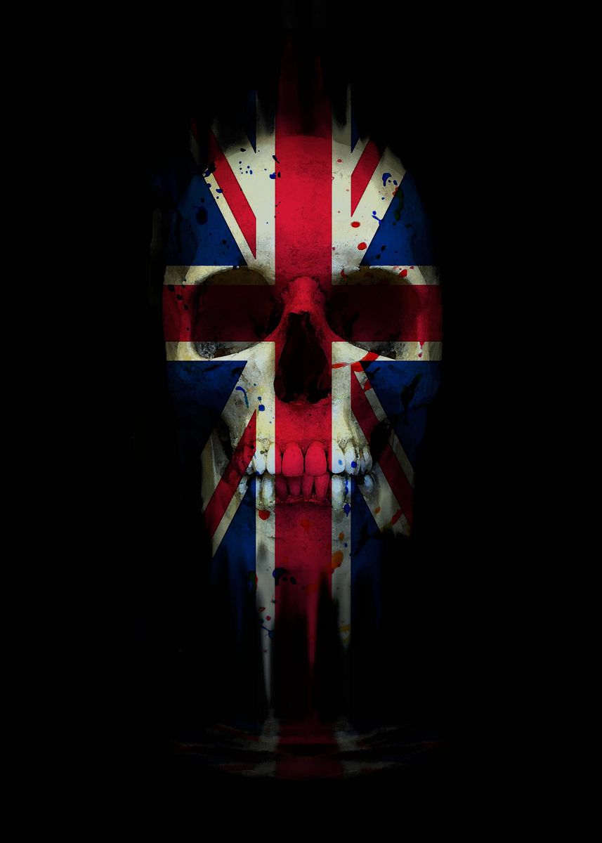 'Union Jack Skull Flag' Poster, picture, metal print, paint by Sylvain ...