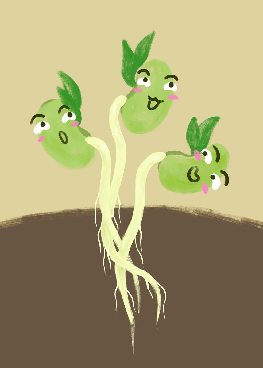 '3 Beans 3 S' Poster, picture, metal print, paint by bluedgreyday ...