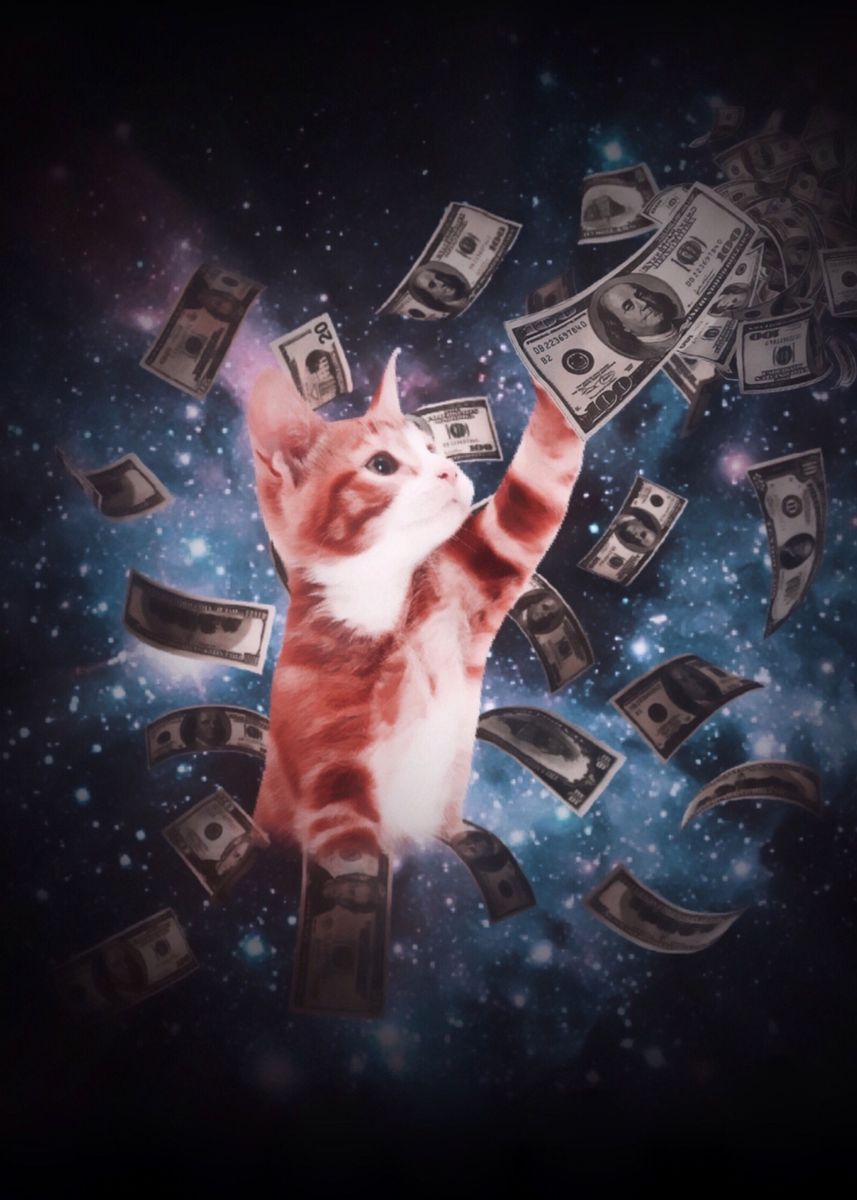 'Galaxy Money Cat' Poster by Big Tex Funkadelic | Displate